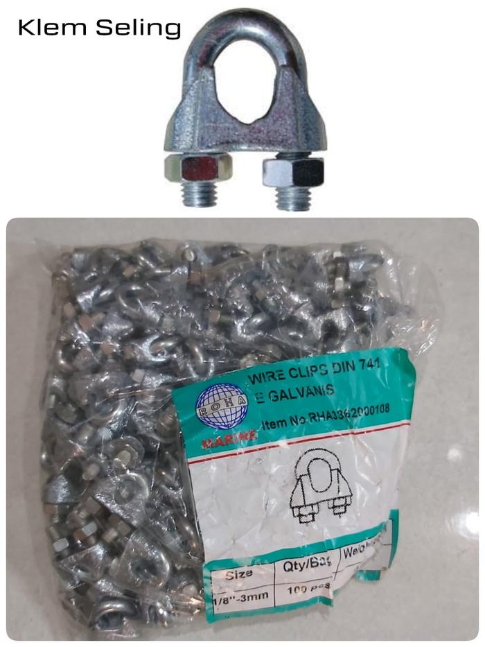 Jual Klem Seling 3mm Wire Clips Galvanized 1/8 Inchi Clamp Sling ...