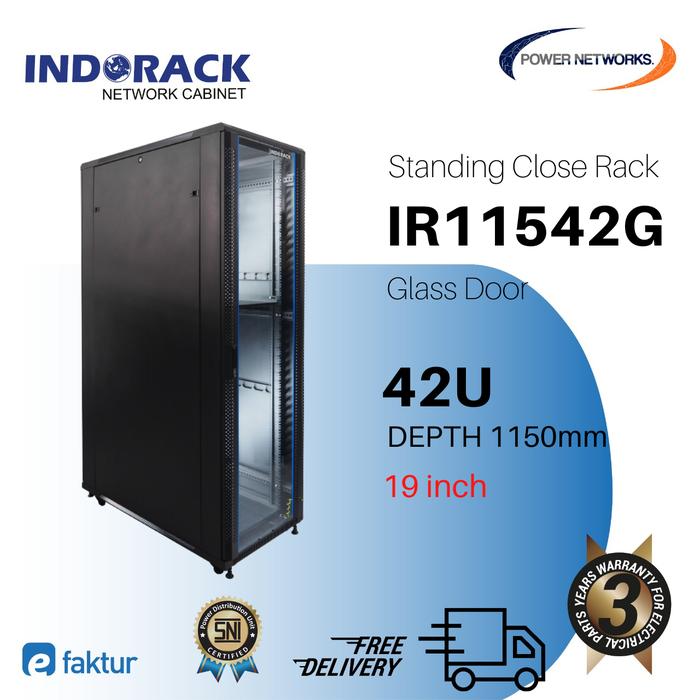 Jual INDORACK CLOSE RACK IR11542G GLASS DOOR Rak Server 42U 19inch ...