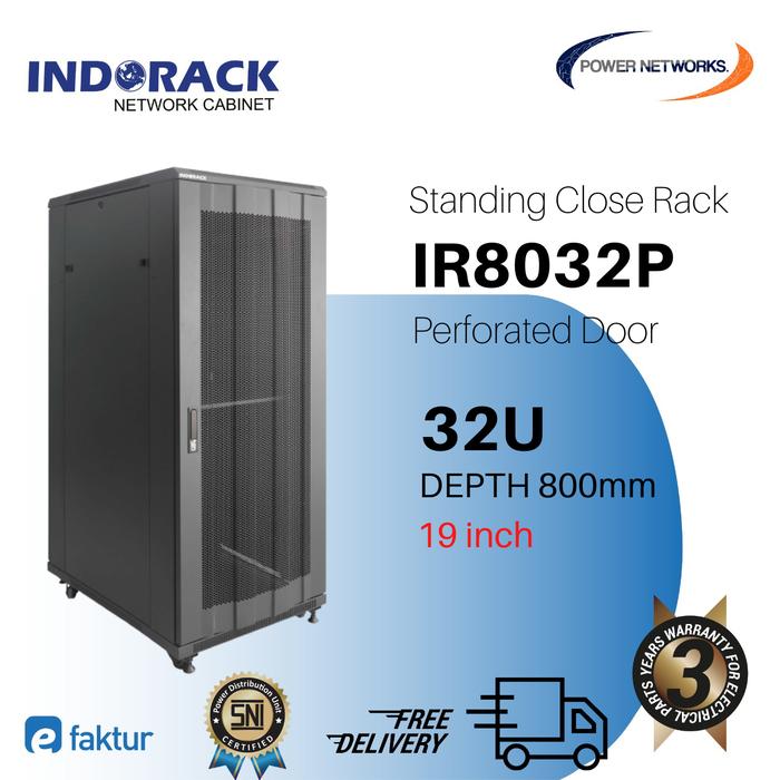 Jual INDORACK CLOSE RACK IR8032P PERFORATED DOOR Rak Server 32U 19inch ...