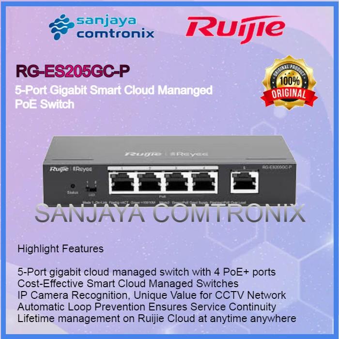 Jual RUIJIE RG-ES205GC-P 5-Port Gigabit Smart Cloud Mananged PoE Switch - Jakarta Pusat ...