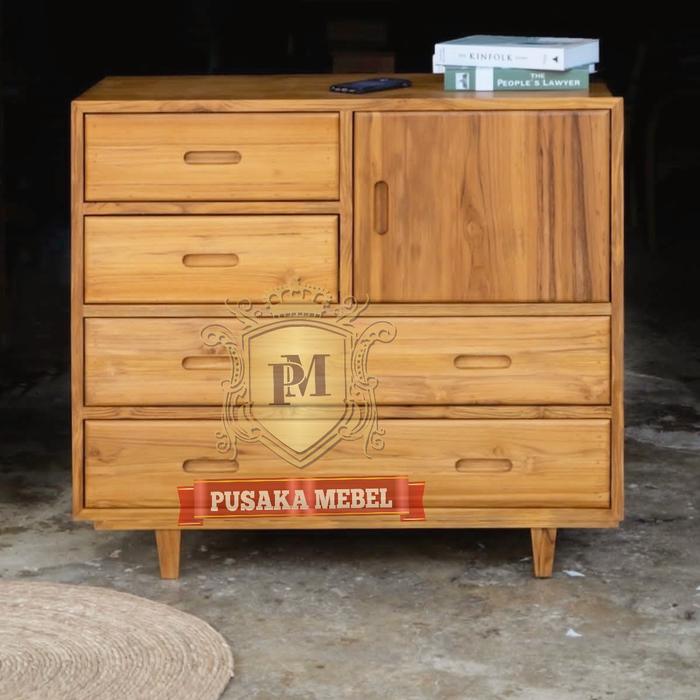 Jual bufet cabinet drawer kayu jati, lemari rak laci kayu, rak ...