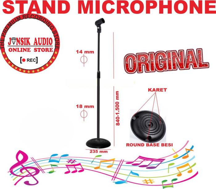 Jual Stand Microphone Lantai / Stand Mic Bulat / Stand mic Besi ...