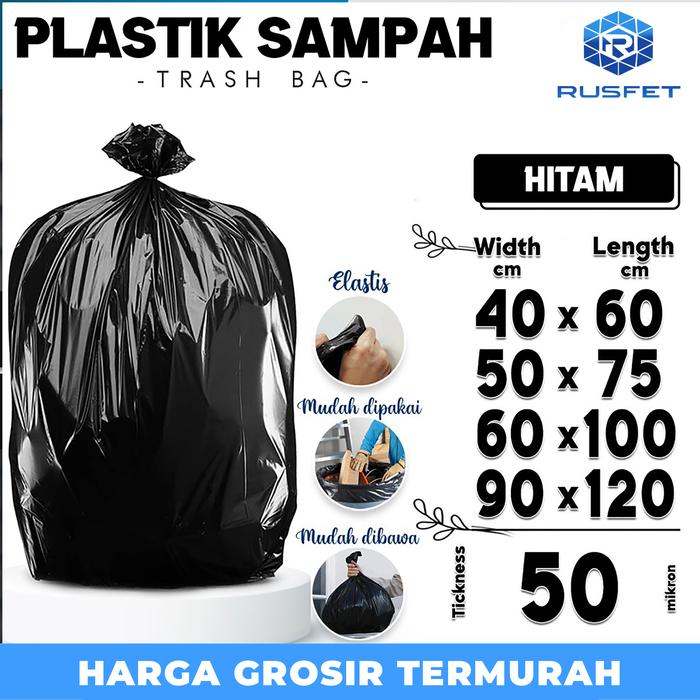 Jual KANTONG PLASTIK SAMPAH HITAM TEBAL TRASH BAG JUMBO AnTI BOCOR PACK - 80cm x 100cm, Pack ...