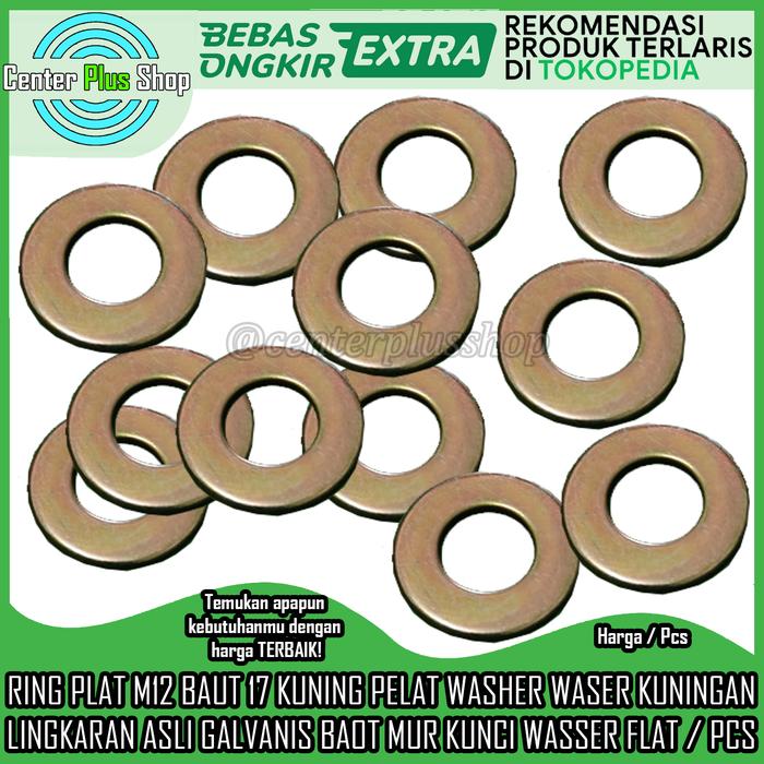 Jual RING PLAT M12 BAUT 17 LINGKARAN KUNING PELAT WASHER PASANGAN BAUT ...