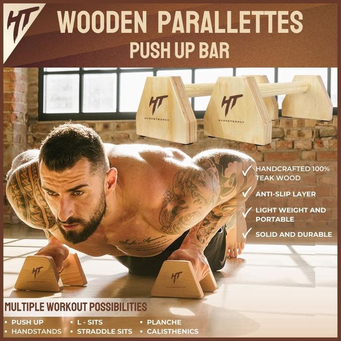 Promo Wooden Parallettes Kayu Calisthenics Bar Handle Push Up Hand ...