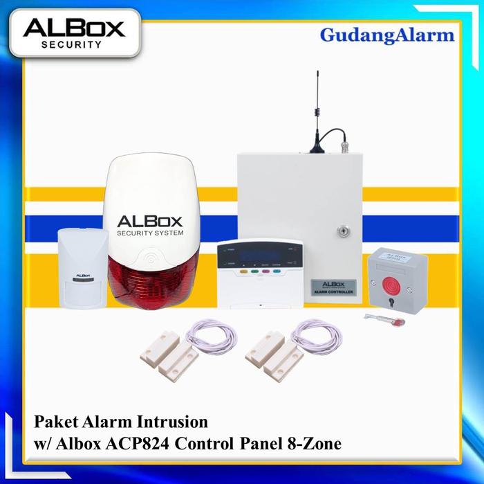 Jual Paket Alarm Intrusion Albox with Control Panel 8 Zone ACP824 ...