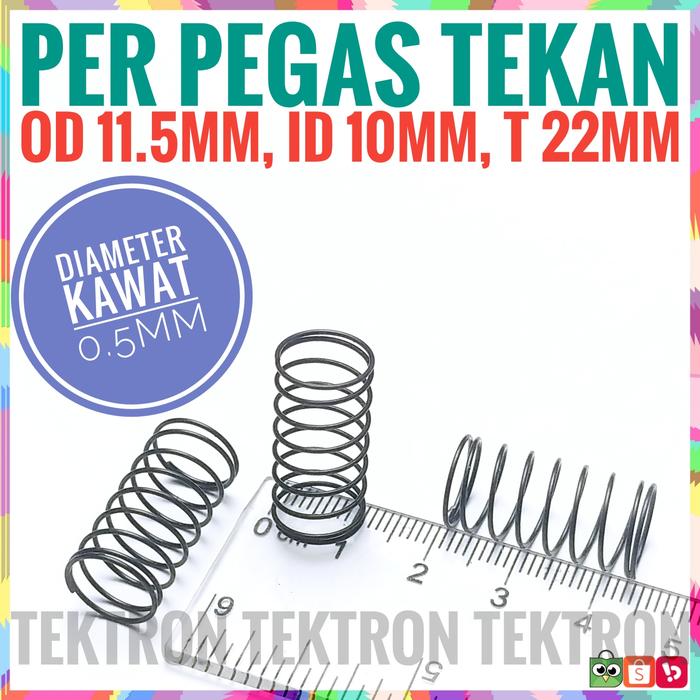 Jual Per Pegas Tekan Spring OD 11.5mm ID 10mm T 22mm D Kawat 0.5mm ...