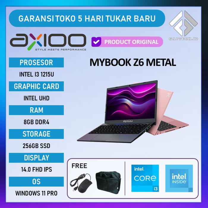 Jual Axioo Mybook Z6 Metal i3 1215 6 Core 8GB 512GB Full HD IPS Win 11 Pro - RAM 16GB/512, PAKET ...