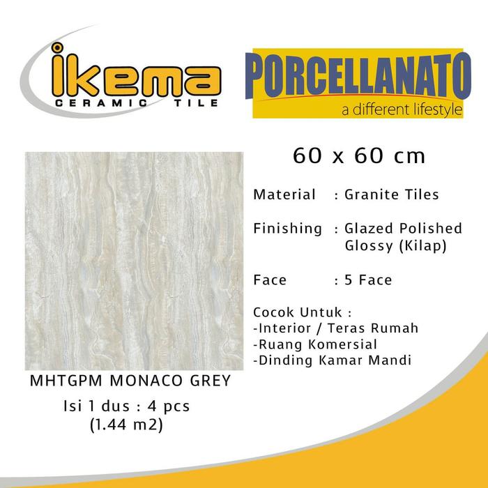 Jual GRANIT IKEMA MONACO GREY 60X60 KUALITAS 1 Motif Abu Marmer Salur ...