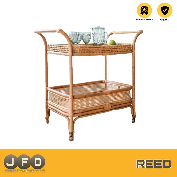 Promo Meja Troli Dapur Makan Rotan Reed Drink Trolley Bar Cart ...