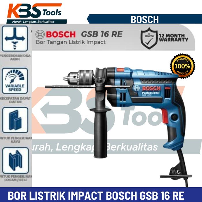 Jual BOSCH Bor Listrik Impact 13mm Beton Tembok GSB 16 RE 750 Watt ORIGINAL - Kota Makassar ...