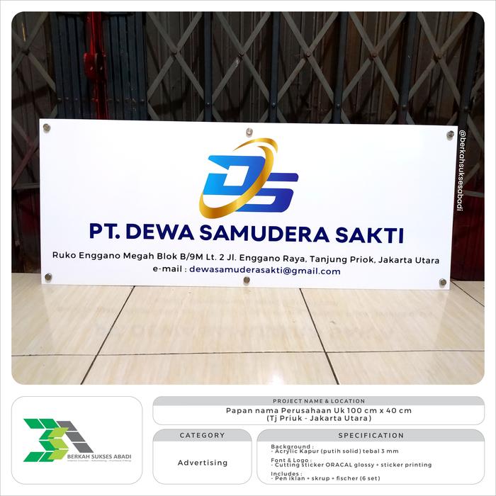 Jual Papan nama perusahaan 100x40cm papan nama perusahaan acrylic ...