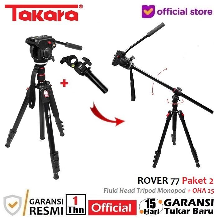 Promo Takara ROVER 77 Paket 2 Traveller Fluid Head Video Tripod Monopod ...