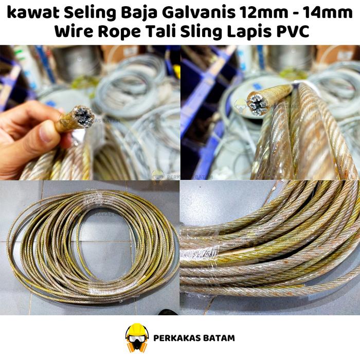 Jual kawat Seling Baja Galvanis 12mm - 14mm Wire Rope Tali Sling Lapis ...