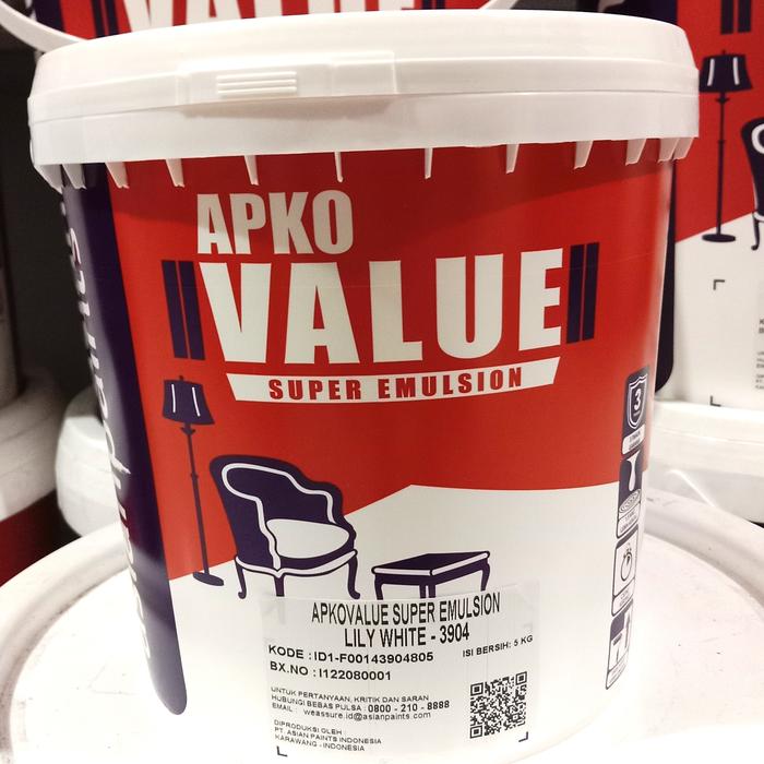 Jual CAT TEMBOK APKO VALUE ( ASIAN PAINTS ) 5kg - lily white3904 ...