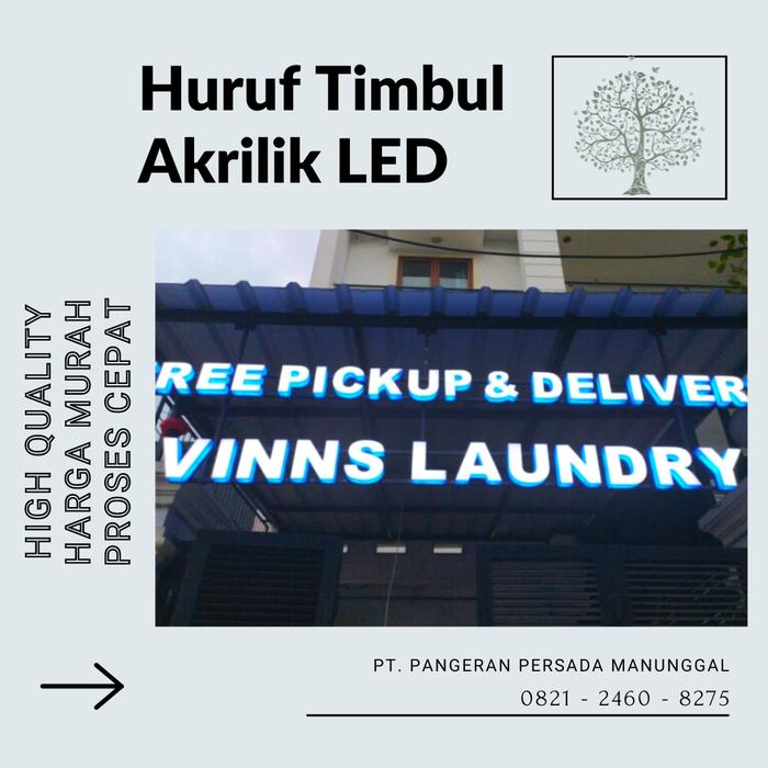 Jual Huruf Timbul Akrilik LED Letterbox Custom Design Eksterior Papan ...