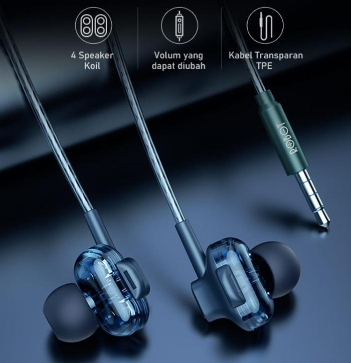 Jual Headset Robot RE30 Wired Earphone Bass Android iPhone Original ...