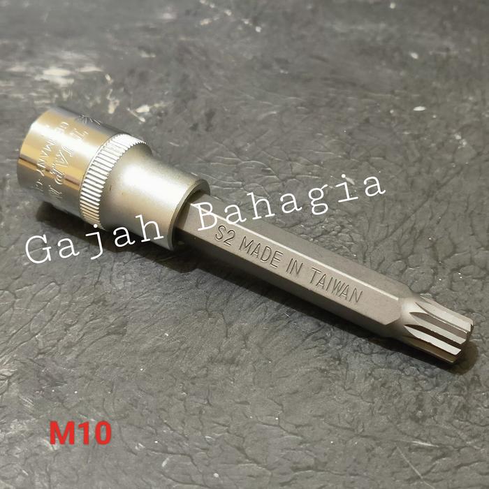 Jual Kunci sok bintang Spline Bit M10 x 100mm 1/2" Buka Silinder Head ...