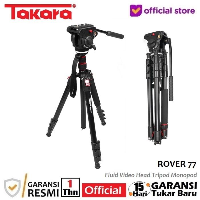 Promo Takara ROVER 77 2 in 1 Traveller Fluid Head Video Tripod Monopod ...