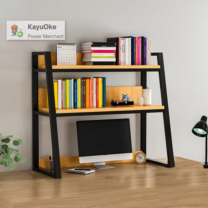 Jual Rak kayu susun atas meja / rak minimalis kaki besi / rak buku meja ...