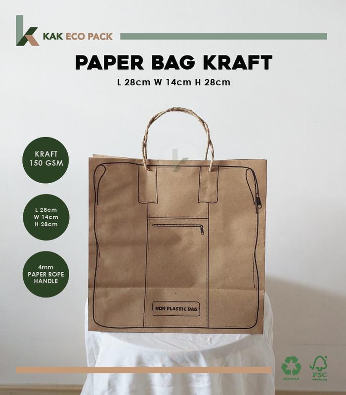 Jual Kantong kertas coklat / Paper bag kraft 150 gsm / 28cm x 28cm x ...