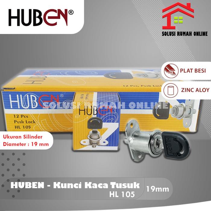 Jual HUBEN HL 105 Kunci Laci Kaca Tusuk/ Kunci Lemari / Push Lock ...