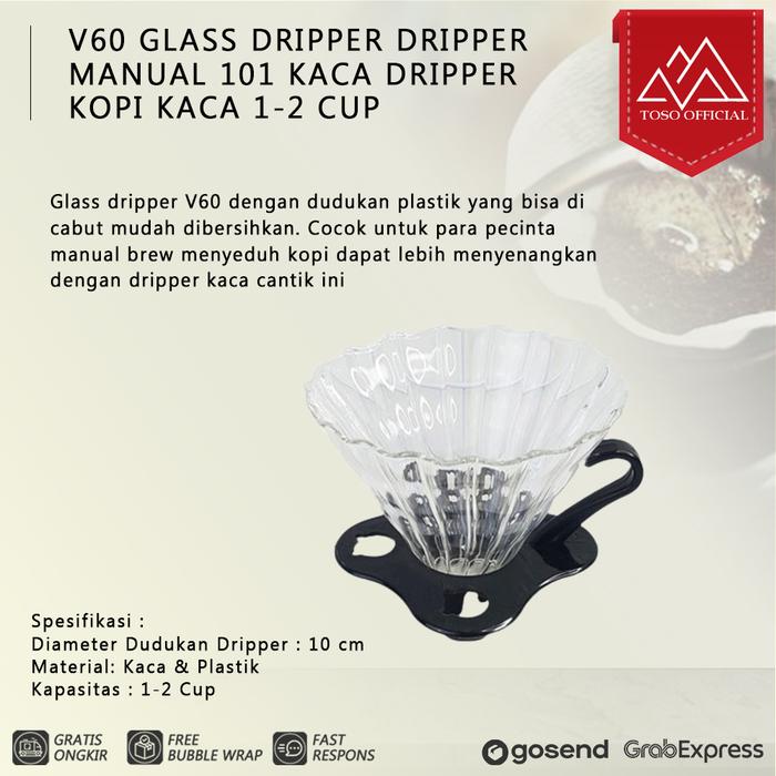 Jual V60 GLASS COFFEE DRIPPER 01 MANUAL BREW KOPI DRIP POUR OVER 1-2 ...