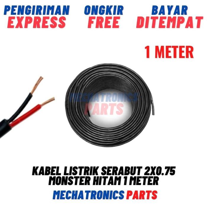 Jual Kabel Listrik Serabut 2x0.75 Monster Hitam 1 Meter Lampu LED Speaker - Kota Bandung ...