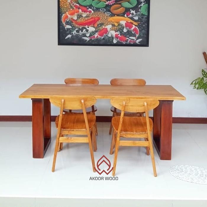 Jual Meja Makan Set Minimalis Kayu jati Modern Murah - Kab. Jepara - Akoor Wood | Tokopedia