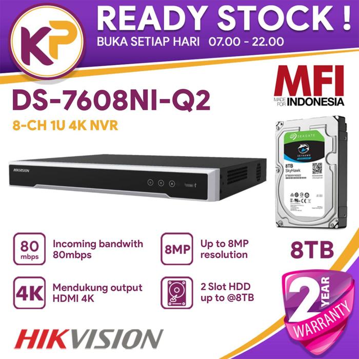 Jual NEW HIKVISION NVR 8CH / 8 CHANNEL DS-7608NI-Q2 support H.265 - 8TB ...