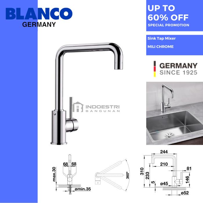 Jual Kran Sink Cuci Piring Panas Dingin Blanco MILI CHROME / Kran Sink ...