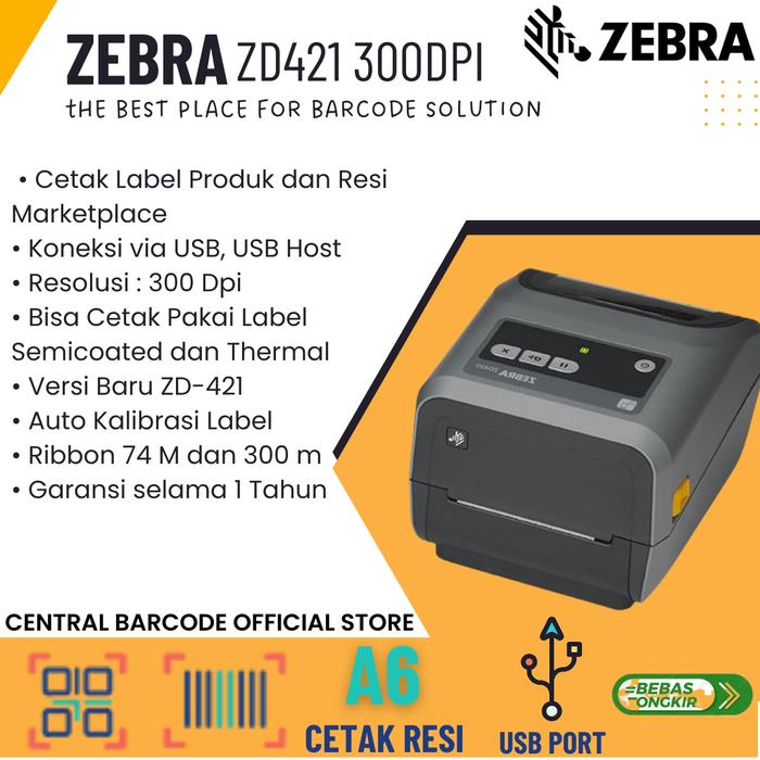 Jual PRINTER BARCODE / LABEL ZEBRA ZD421 300DPI | ****GARANSI RESMI ...