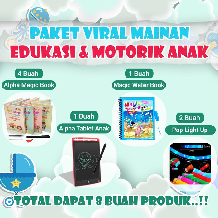 Jual Viral Paket Mainan Edukasi dan Motorik Anak, LCD Drawing, Megic ...