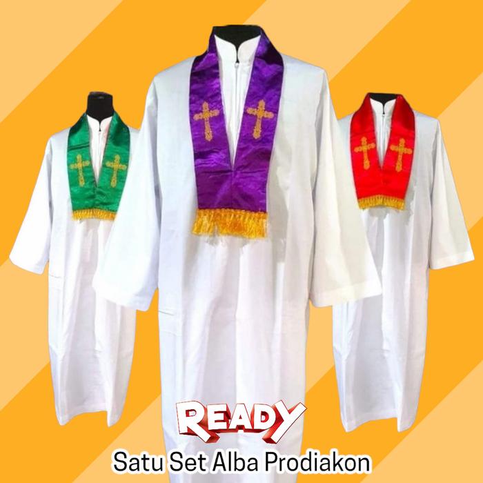 Jual Alba/Samir Prodiakon Satu Set/ Jubah/ Kasula Romo Imam Pastor ...