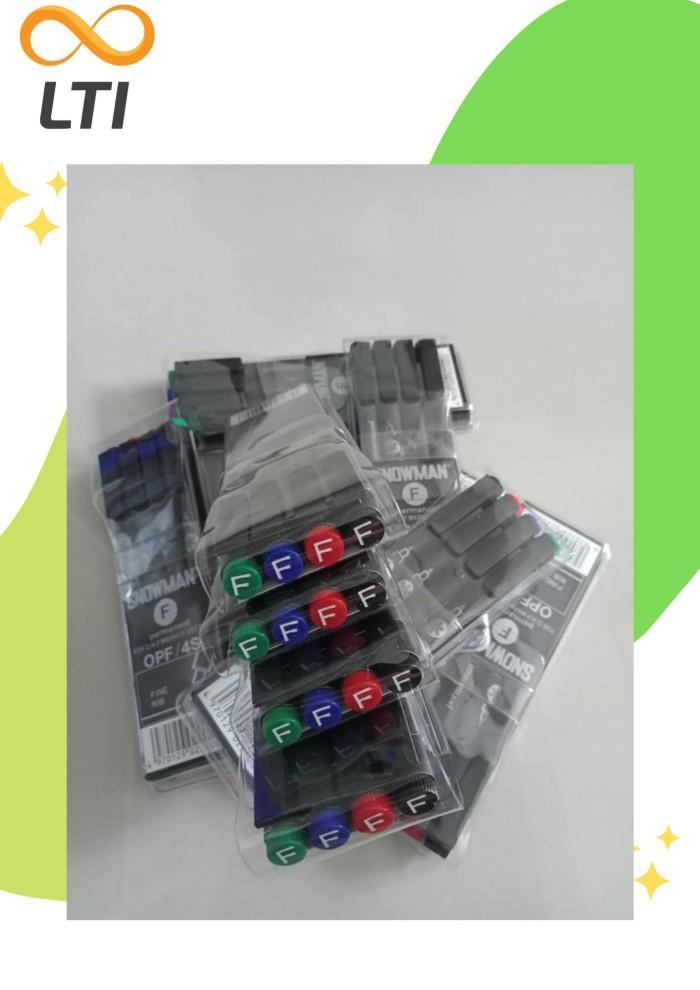 Jual Baru Spidol Ohp Fine Tip / Opf 4s Spidol Snowman Opf 1 Set 4 Warna ...