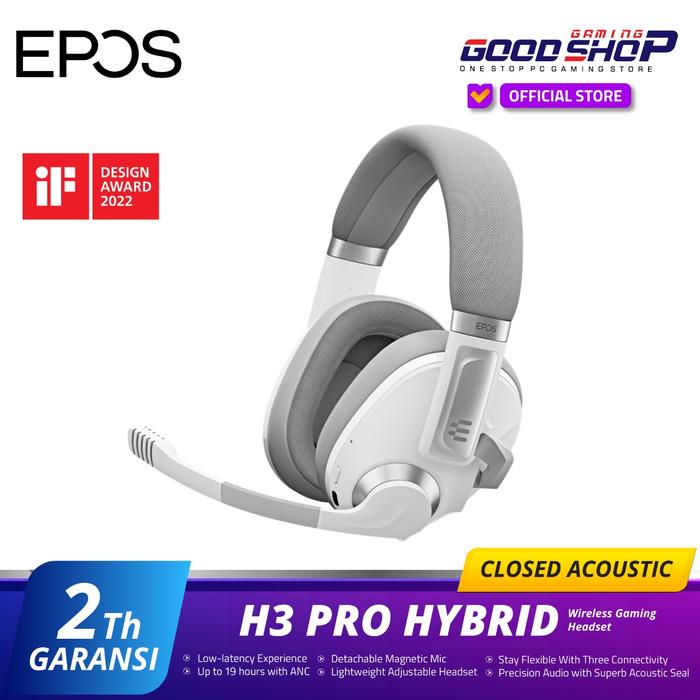 Promo EPOS H3 PRO HYBRID WHITE - Closed Acoustic Bluetooth - Gaming Headset Cicil 0% 3x ...