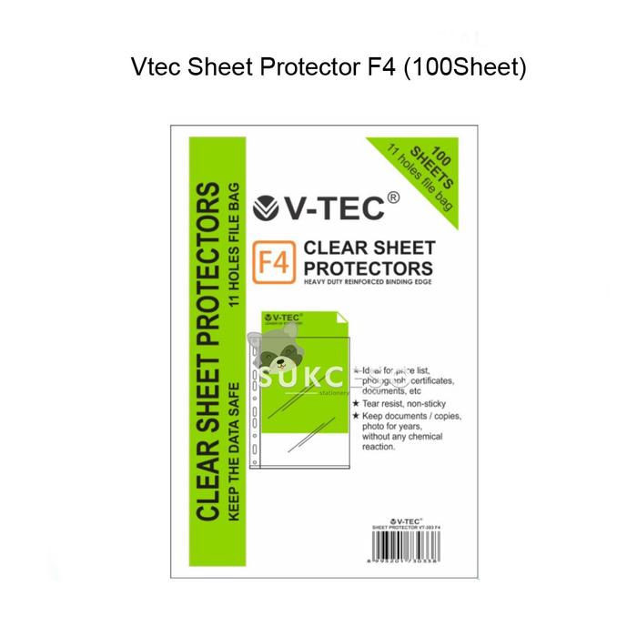 Jual Vtec Clear Sheet Protector F4 (100Sheet) Pelindung Kertas/File ...