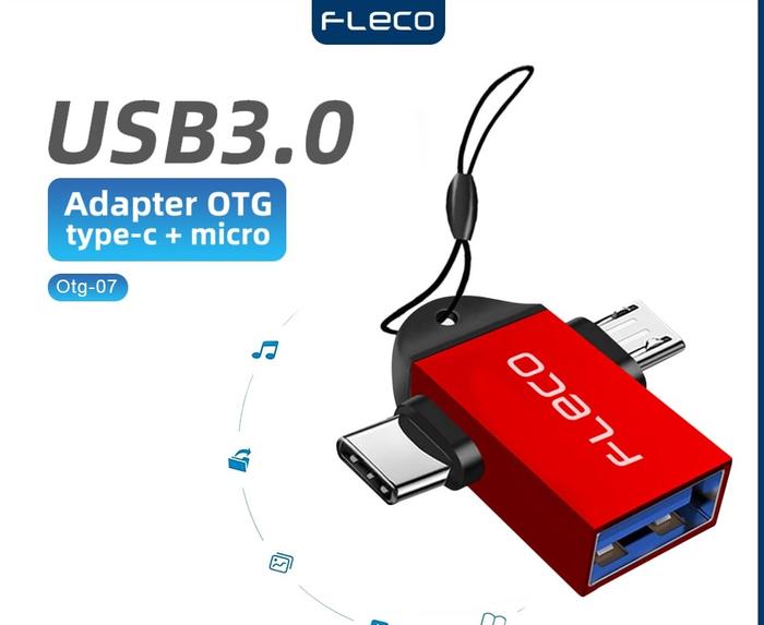 Jual OTG 2in1 FLECO OTG-07 MICRO & TYPE PLUS ADAPTER USB FAST FILE DATA ...