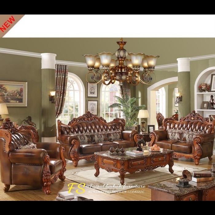 Jual set sofa ruang tamu klasik ukiran kayu jati,sofa tamu ukir 321 new ...