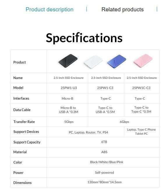 Jual Orico Hdd/ssd Casing Enclosure 25pw1-u3 2.5 Usb 3.0 Sata Iii ...
