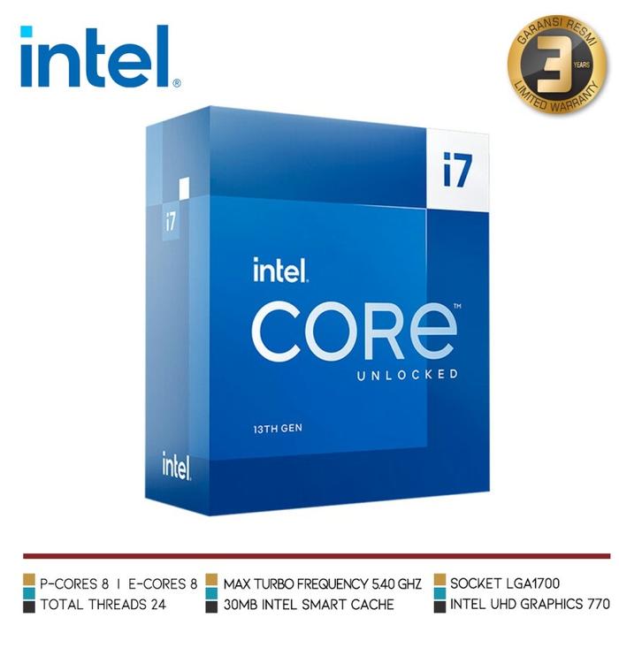 Jual INTEL CORE I7-13700K BOX CPU 5.4Ghz 16 Core (8P+8E) LGA 1700 Gen ...