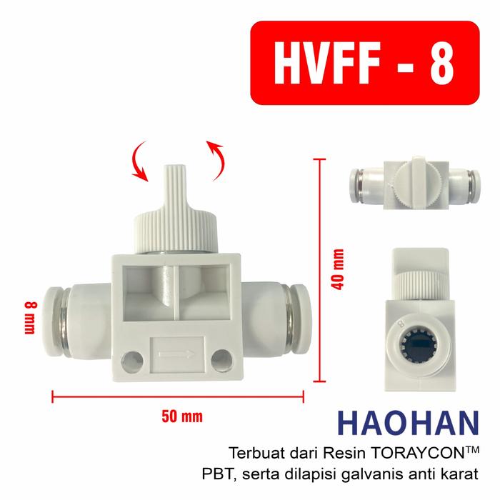 Jual MHVFF FITTING STOP VALVE PNEUMATIC SELANG MM HVFF - HVFF-8 - Kota ...