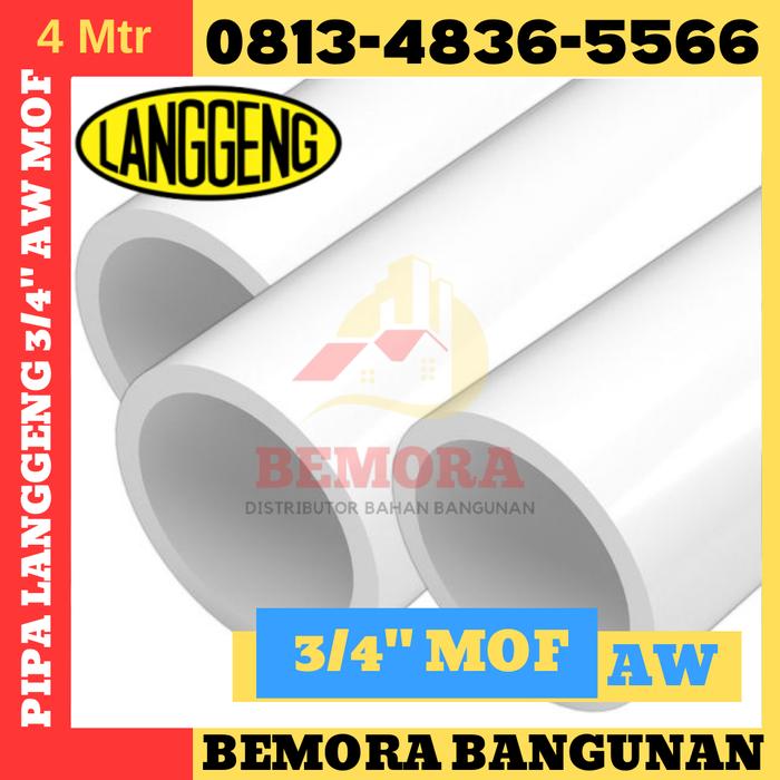 Jual Pipa Pvc Warna Putih Merek Langgeng 3/4 inch Tipe AW Mof(Harga ...