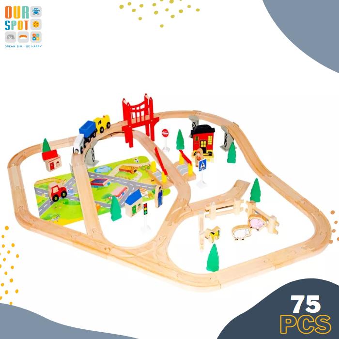 Jual My farm train set wooden train / Mainan rel kereta api - Jakarta ...
