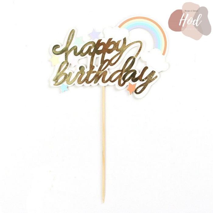 Jual Topper HBD Rainbow Tulisan Happy Birthday Gambar Pelangi Pink Blue ...