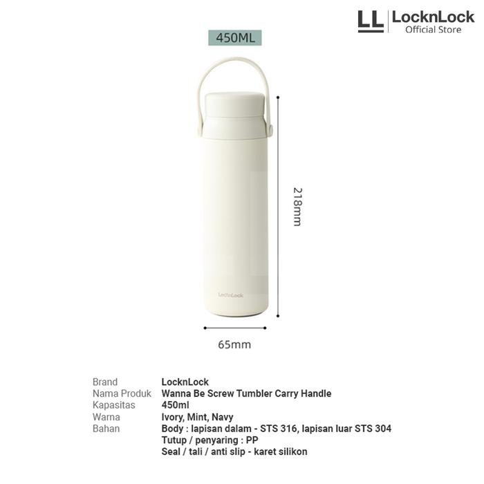 Jual Locknlock Wanna Be Screw Tumbler Carry Handle 450ml Lhc4246 Di ...