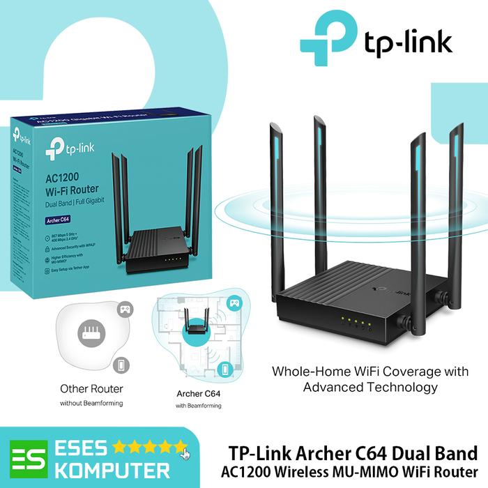 Jual Router TP-Link Archer C64 AC1200 Dual Band Wireless MU-MIMO WiFi ...