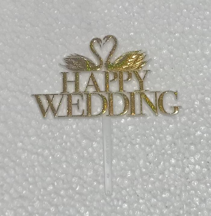 Jual CAKE TOPPER HIASAN KUE "HAPPY WEDDING" motif ANGSA (SATUAN ...