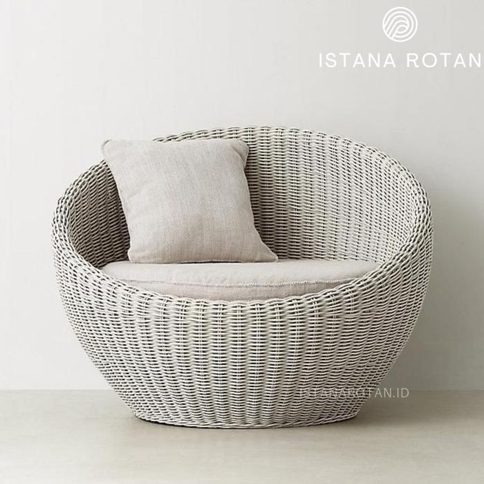 Jual kursi teras rotan sintetis outdoor taman sofa daybed bulat model ...