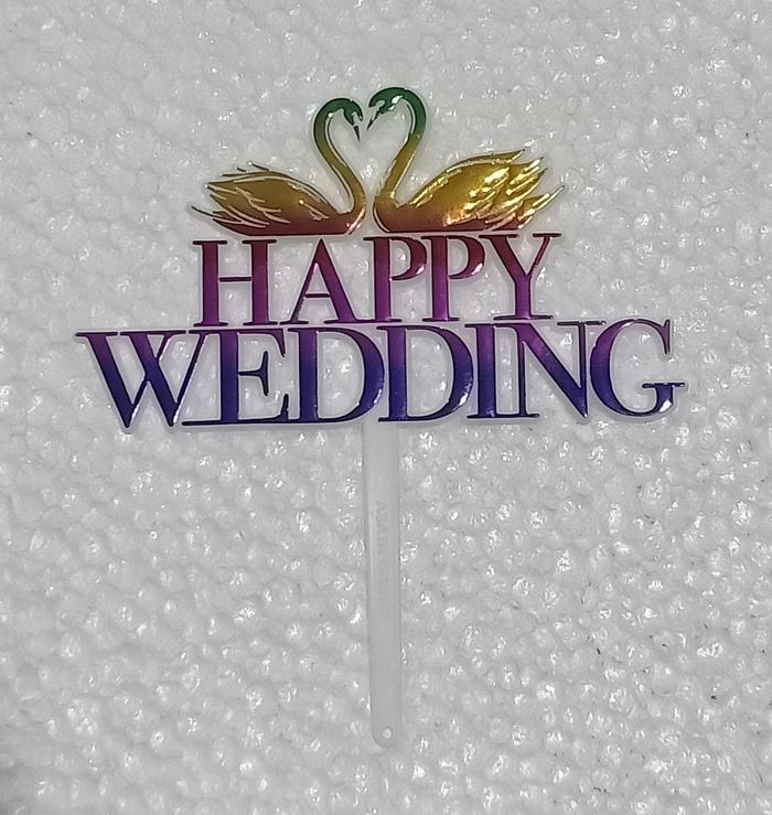 Jual CAKE TOPPER HIASAN KUE "HAPPY WEDDING" motif ANGSA (SATUAN ...